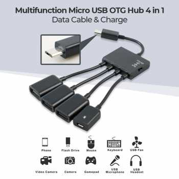 Jual USB Micro OTG Hub 4 in 1 Data Cable & Charge 3 Port Multifunction ...