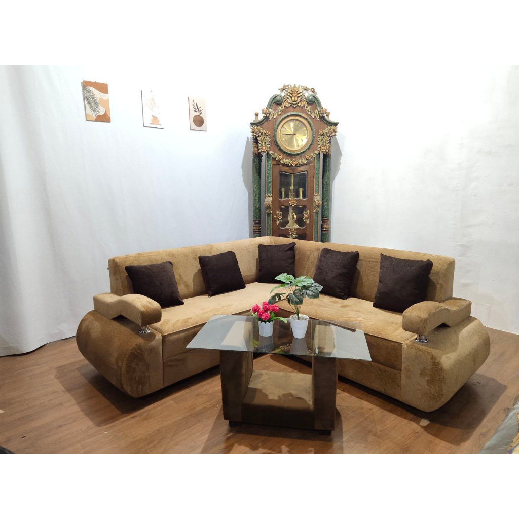 Jual Sofa Yakoho L Minimalis Vici Full Bludru Midili | Shopee Indonesia