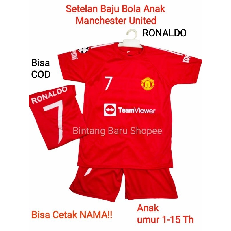Jual SETELAN BAJU BOLA ANAK RON MERAH SEMUA LIGA/JERSEI ANAK/OLAHRAGA ...