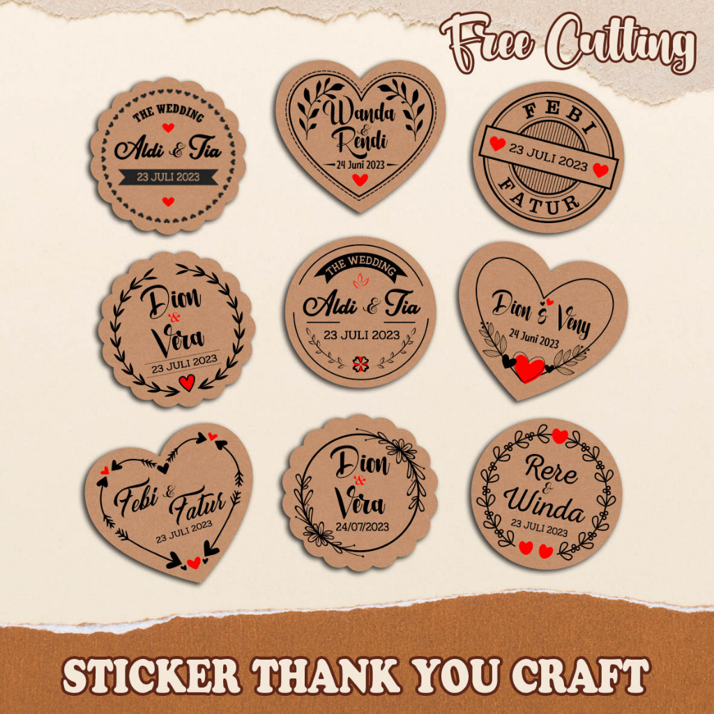 Jual STICKER THANK YOU WEDDING KRAFT/VINTAGE CUSTOM/UCAPAN TERIMA KASIH ...