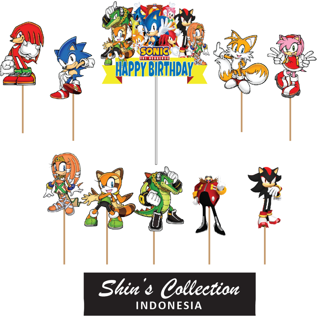 Jual Cake topper Sonic cartoon and friends set isi 10 pcs | Shopee ...