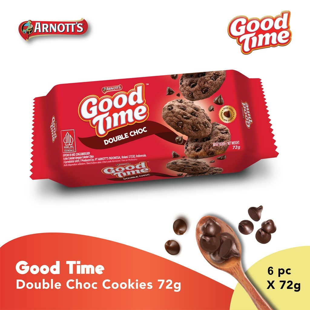 Jual Good Time Double Choc Chocochips Cookies 72gr 6 Pcs | Shopee Indonesia