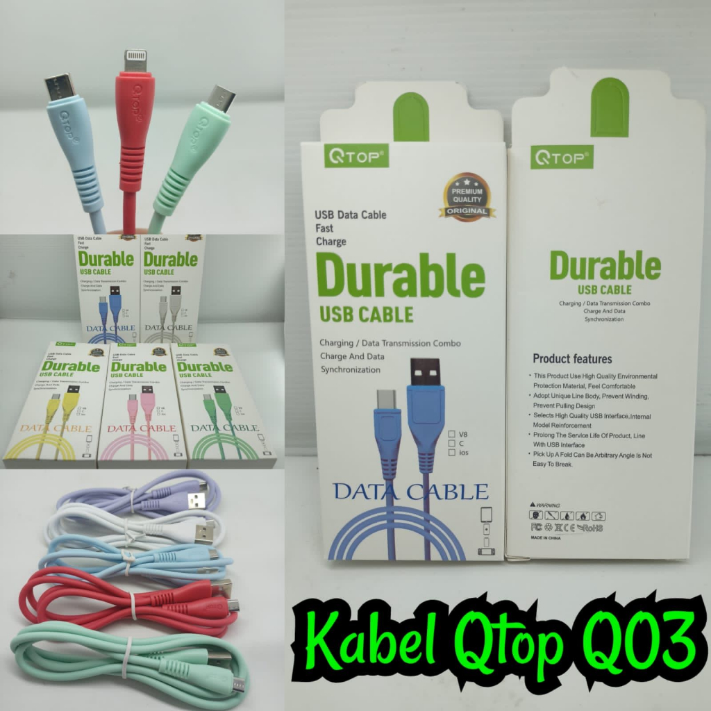 Jual Kabel Data Macaron Qtop Q03 Lightning Support Fast Charging 2.4A Premium Quality | Shopee ...