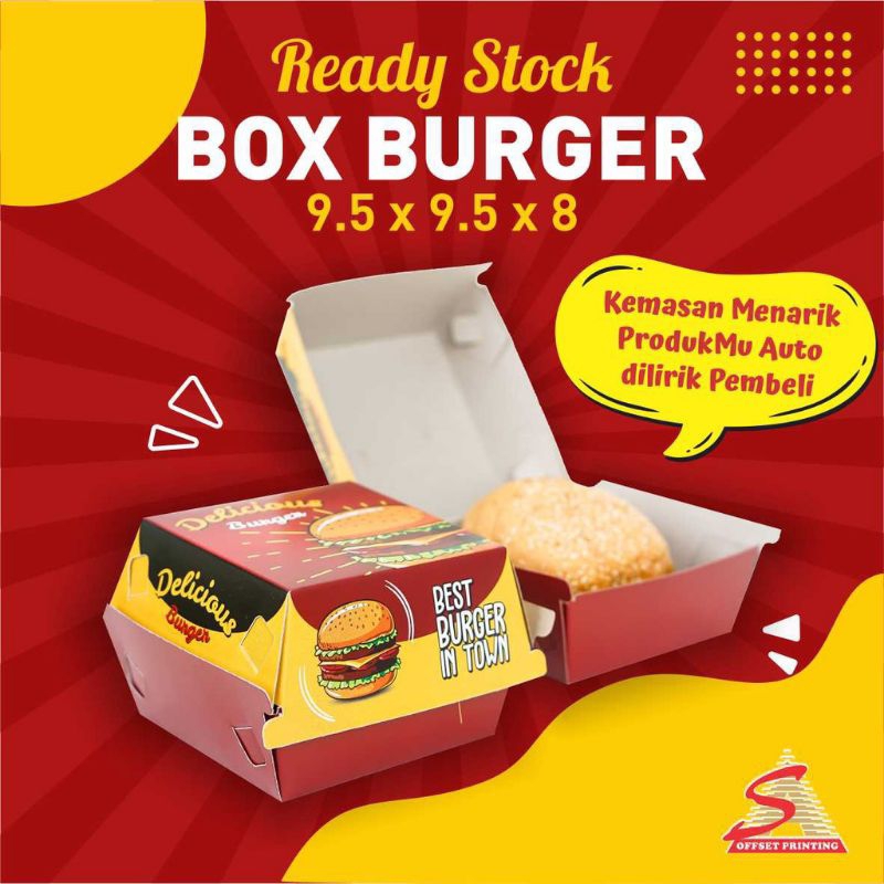 Jual Kemasan Burger 10x10x8 cm isi 100 pcs / Dus Burger / Box Burger ...