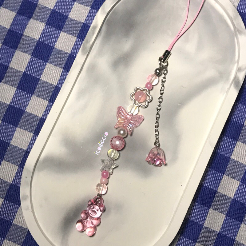 Jual phone strap / beaded phone strap / gantungan hp manik Pink ...