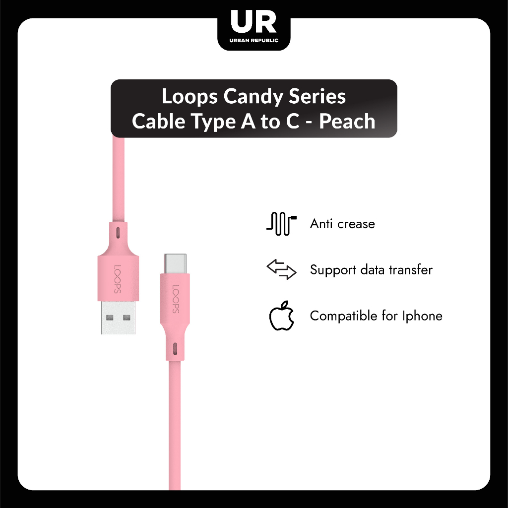 Jual Loops Candy Series Cable A to C - Peach | Shopee Indonesia