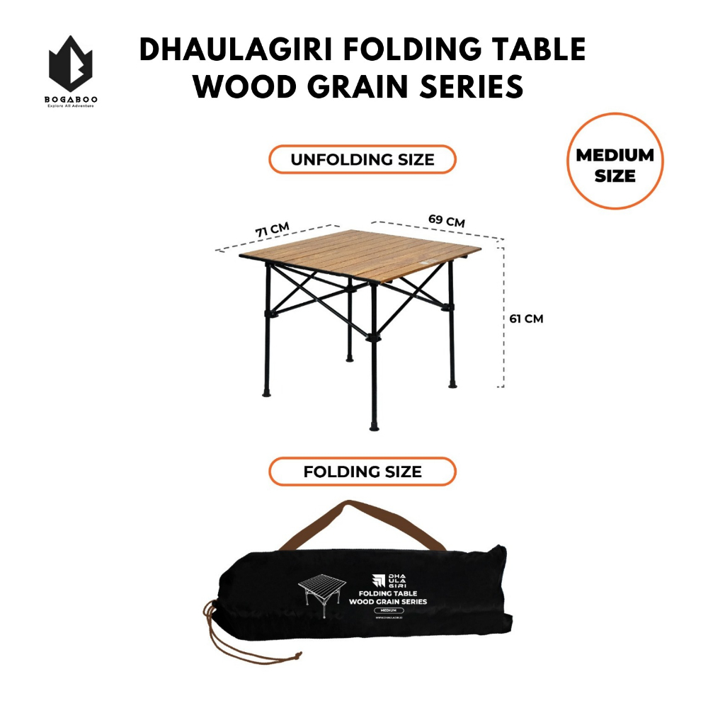 Jual COD Dhaulagiri Folding Table Wood Grain Size M - Meja Lipat ...