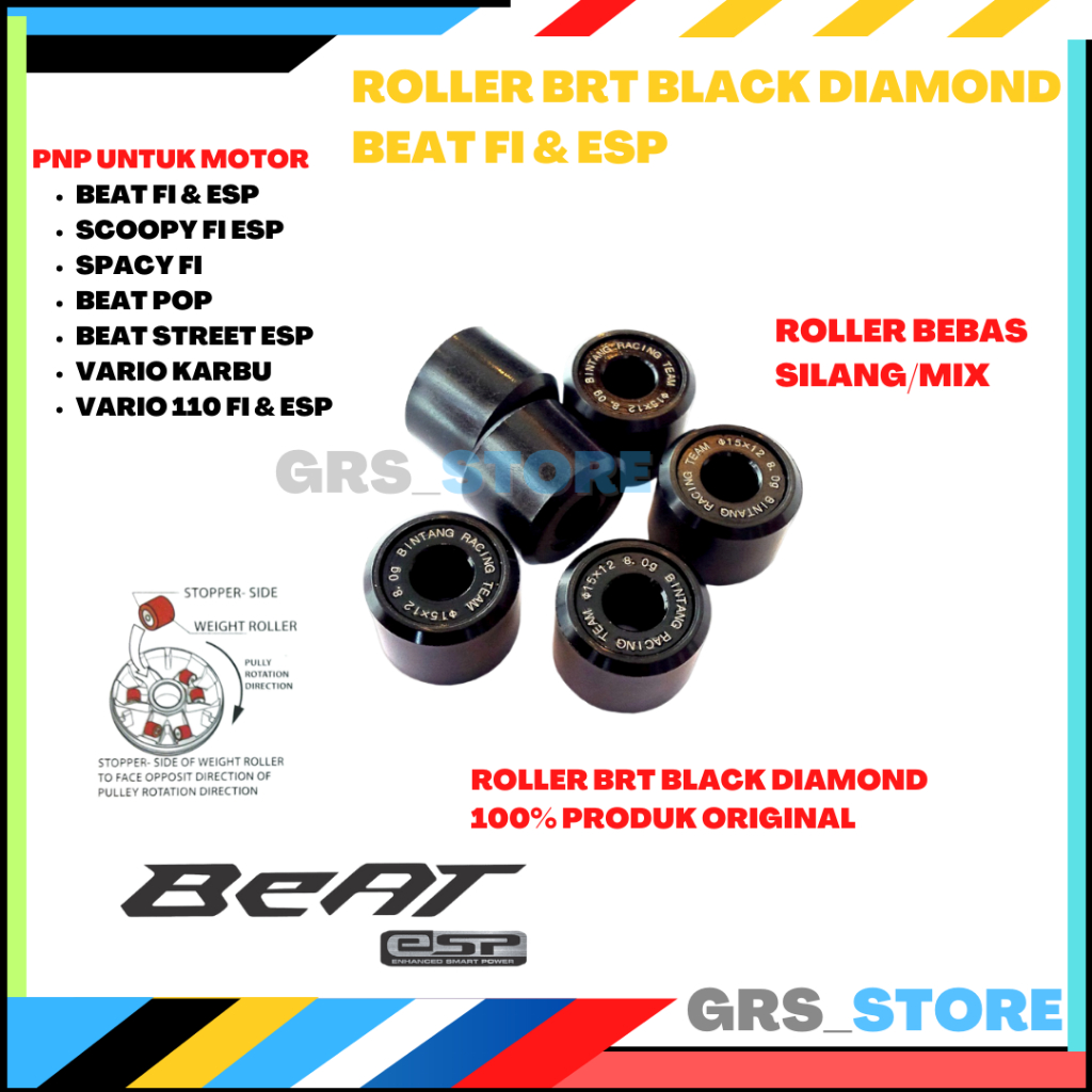 Jual ROLLER RACING BRT BEAT FI READY UKURAN 8 9 10 11 13 GRAM ROLLER ...