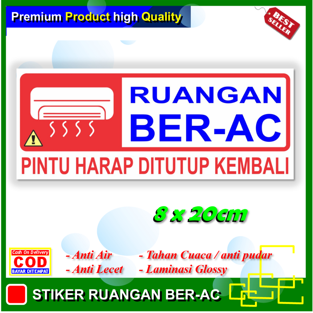 Jual stiker ruangan ber AC pintu tutup kembali sticker suhu ruangan ...