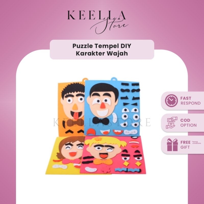 Jual Mainan anak edukasi puzzle tempel diy karakter ekspresi wajah ...