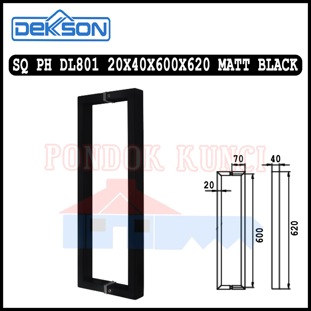 Jual Pull Handle Holo Hitam Dekkson SQ PH DL 801 40x20x620x600 Matt ...