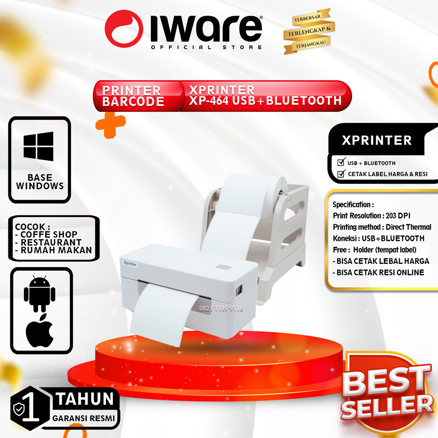 Jual Printer Barcode Label Direct Thermal Xprinter XP-464B Usb ...