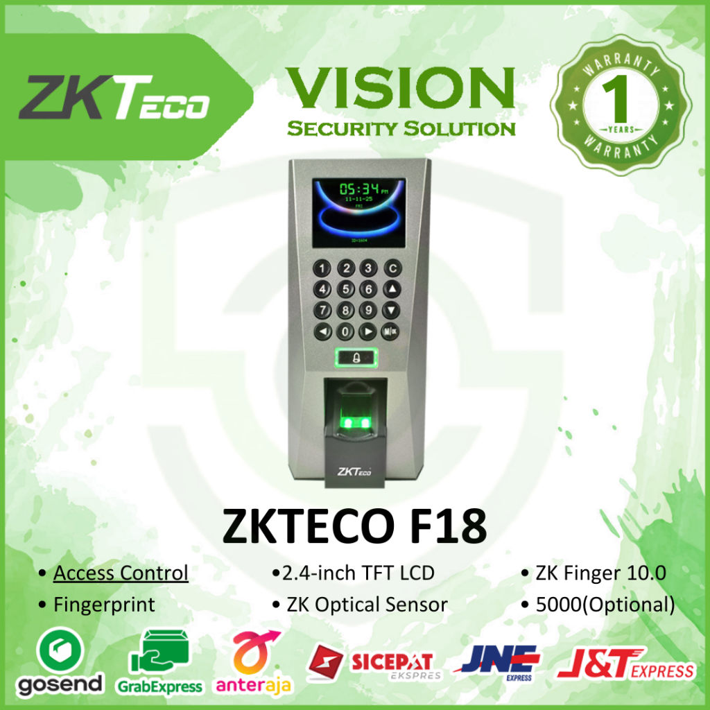 Jual Access Control ZKTeco F18 Mesin Absensi Fingerprint | Shopee Indonesia