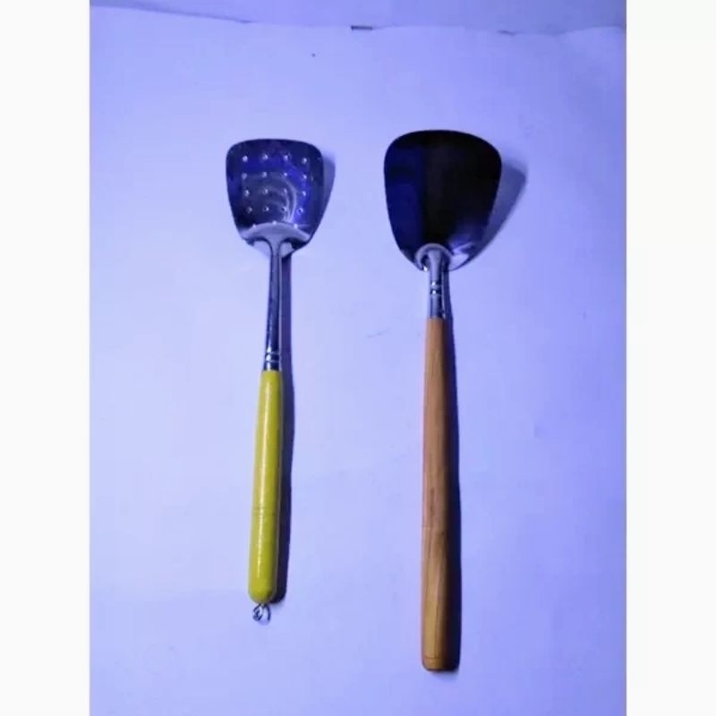 Jual Spatula stainless gagang kayu murah / susuk / sutil / sodet ...