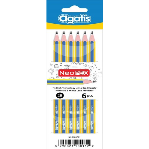 Jual AGATIS NEOPEX HEXAGONAL GRAPHITE PENCIL 2B SET 6 PCS (POLYBAG ...