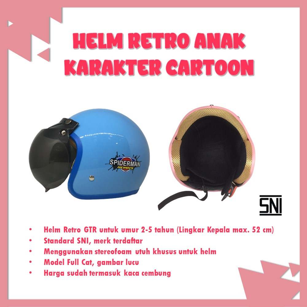 Jual Helm Retro Bogo Anak Full Cat Motif CARTOON Murah | Shopee Indonesia
