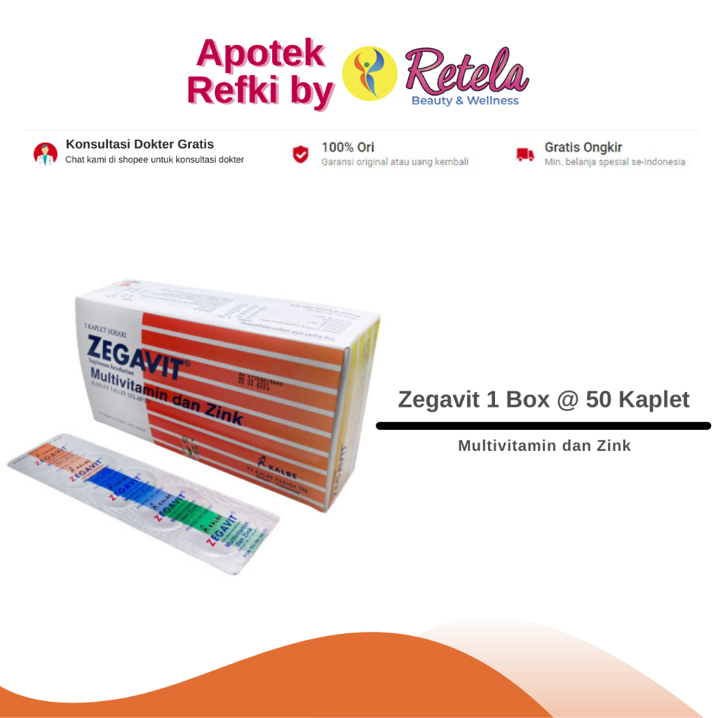 Jual Zegavit 1 Box @ 50 Kaplet / Multivitamin dan Zink | Shopee Indonesia