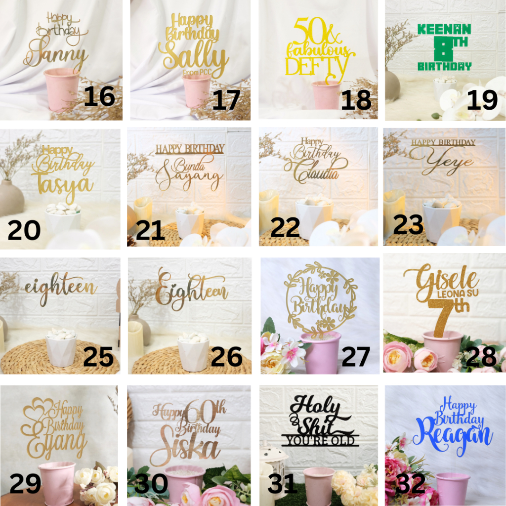 Jual Custom Cake Topper Acrylic Proses 1 hari kerja | Shopee Indonesia