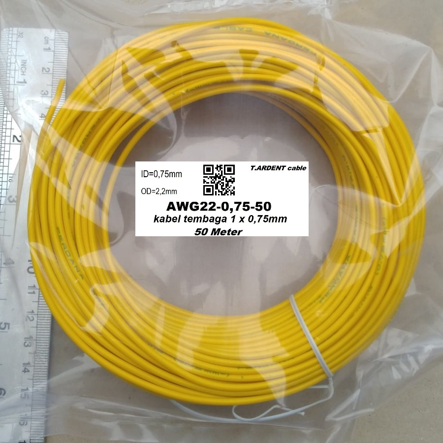 Jual Kabel awg22 awg 22 serabut tembaga 0.75 kuning paket roll 50 m | Shopee Indonesia