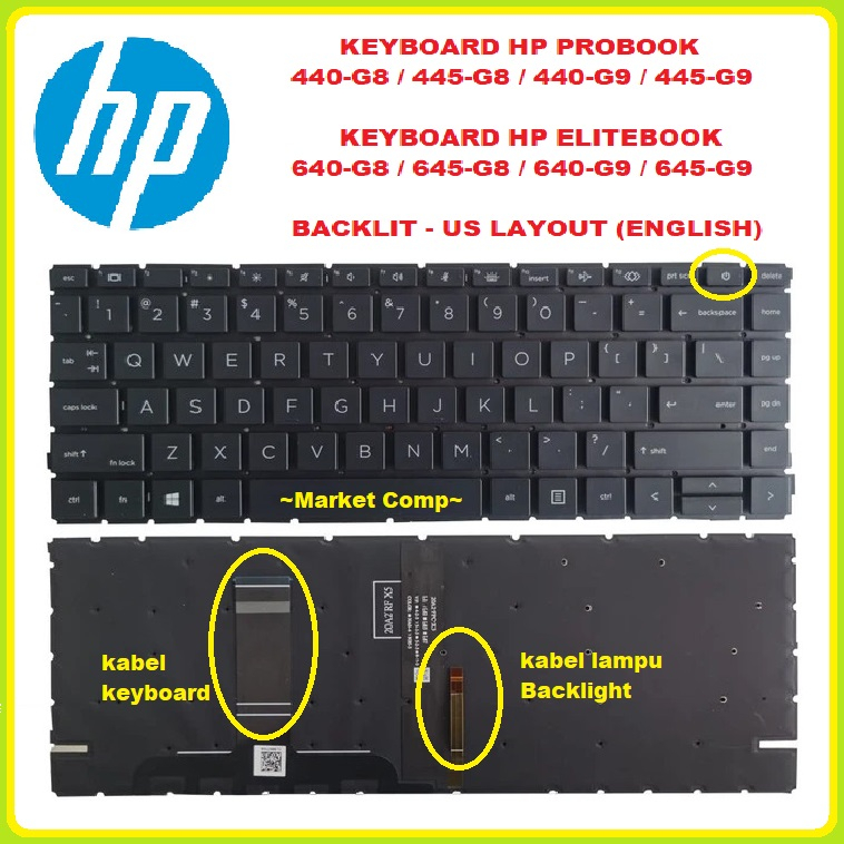 Jual Keyboard Laptop HP Probook 440 G8 445 G8 440-G8 445-G8 440G8 445G8 ...
