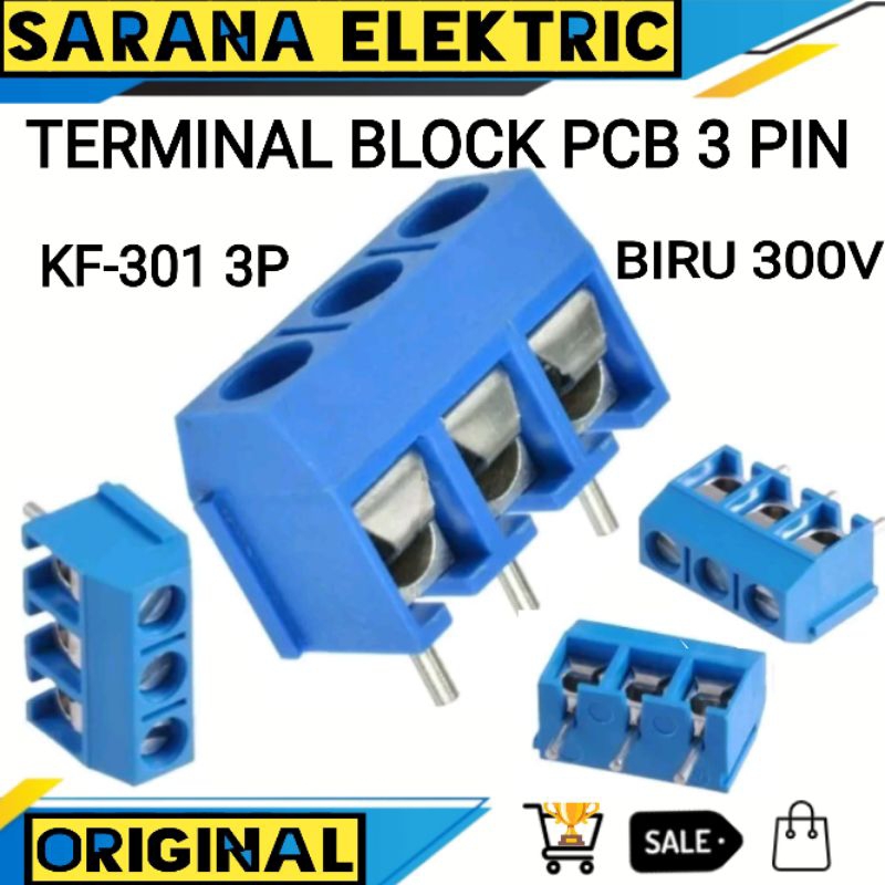 Jual TERMINAL BLOCK PCB KF-301 3P 3PIN PITCH LIKE SCREW KF301 3 PIN KF 301 3P 4P 2P 2PIN ...