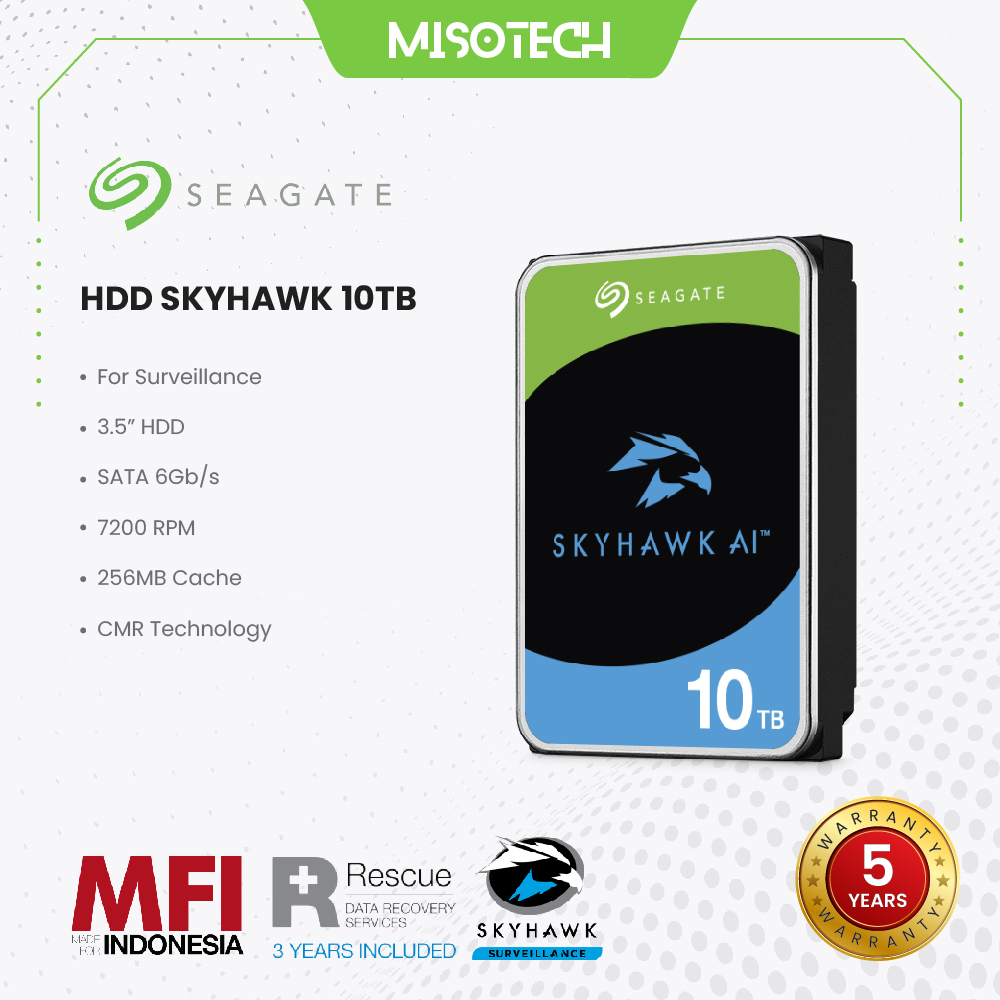 Jual Seagate Skyhawk AI 10TB Harddisk HDD For Surveillance CCTV SATA 3. ...