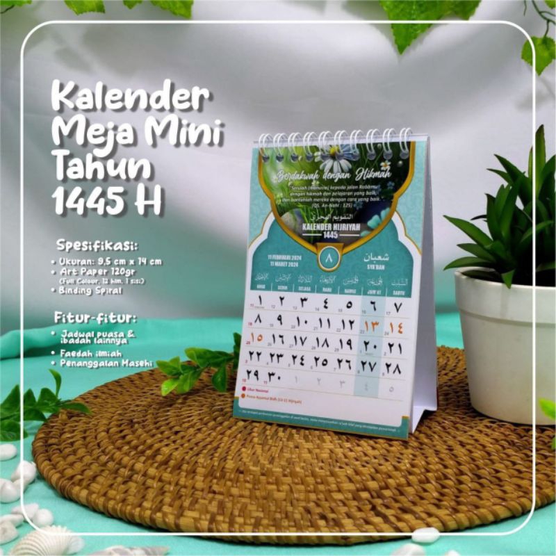 Jual Kalender Hijriyah Arabic Mini Model Meja 1445 H plus Masehi 2023 ...