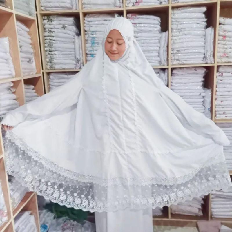 Jual Mukena Haji potongan berlengan polos Mukena Putih JUMBO Mukenah ...