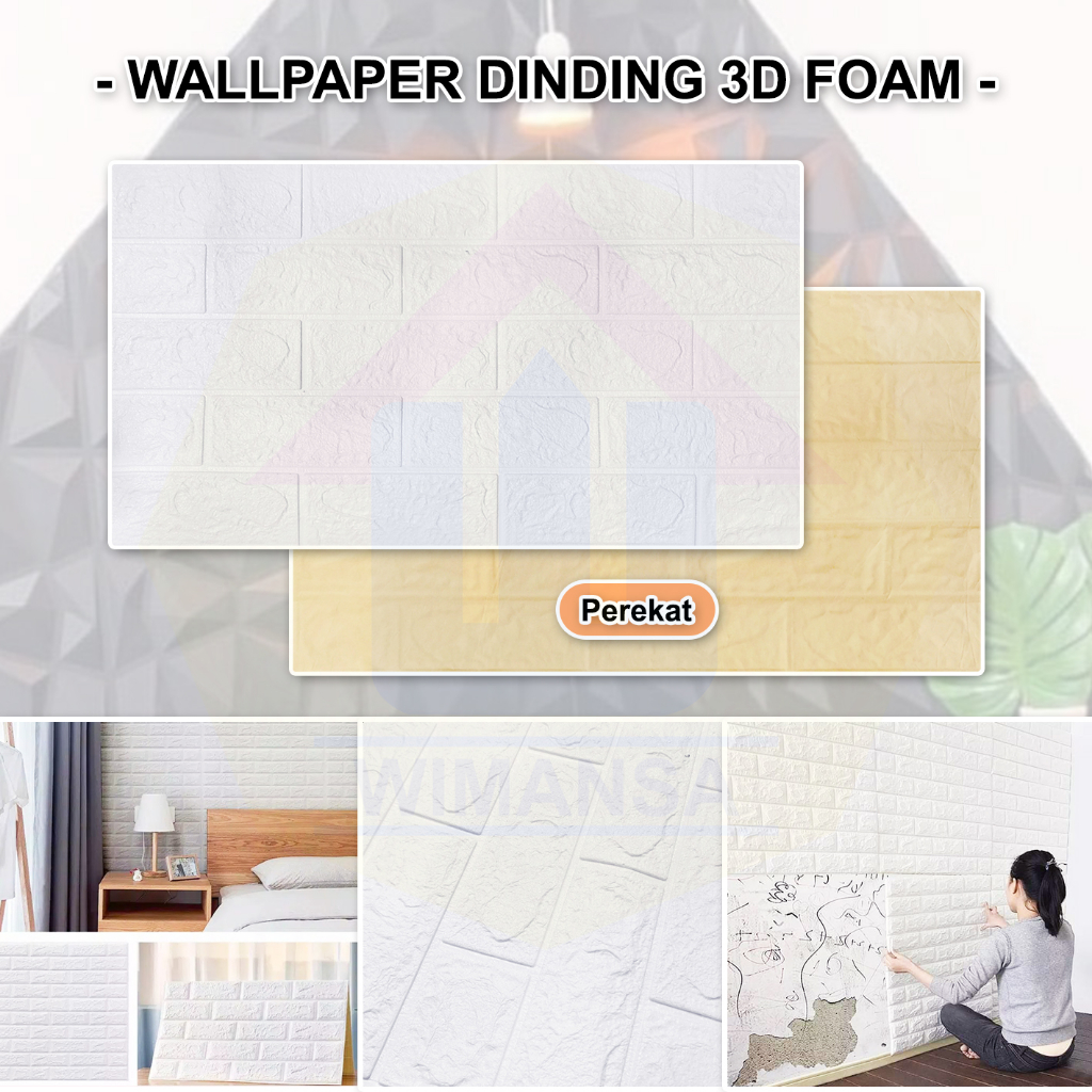 Jual WALLPAPER DINDING 3D FOAM BATA PUTIH 40X70 CM | Shopee Indonesia