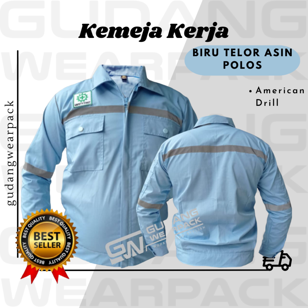 Jual Gudang Wearpack - Baju Kerja Seragam Proyek Warna Biru Muda Telor ...