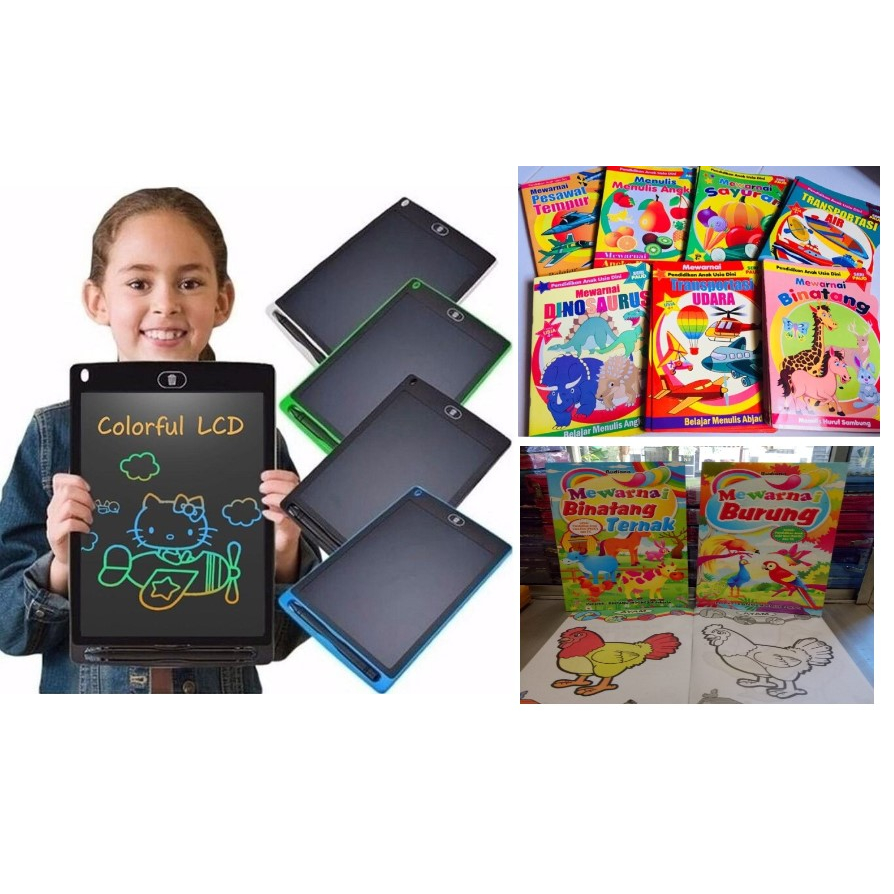 Jual LCD Drawing + Buku Gambar Mewarnai - Tablet Anak 8.5 inch | Shopee ...