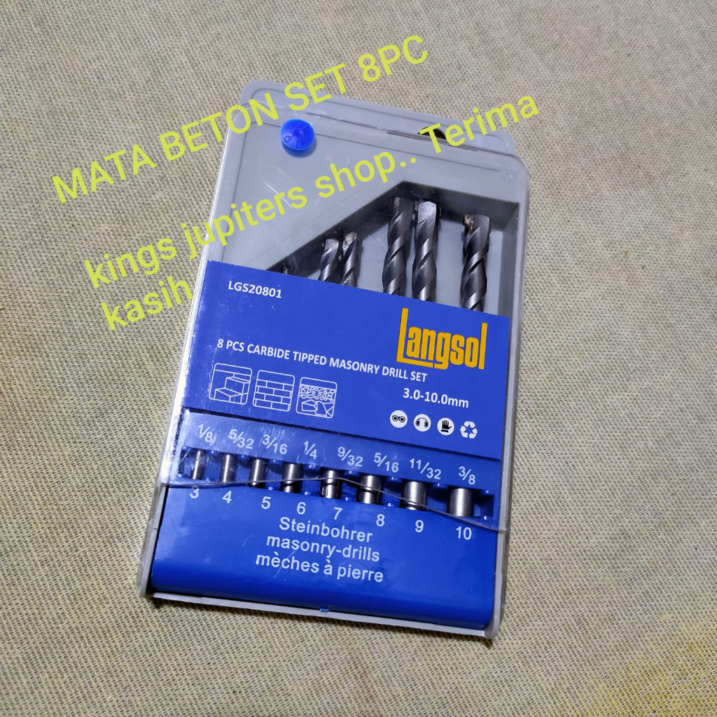 Jual ( LANGSOL 8PC MATA BOR BETON 3MM 4MM 5MM 6MM 7MM 8MM 9MM 10MM SET ...
