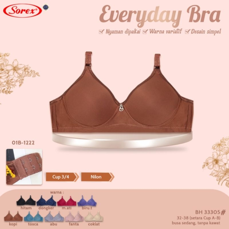Jual Sorex BH 33305 everyday Bra tanpa kawat Kait 2 Cup A uk.32-38 | Shopee Indonesia
