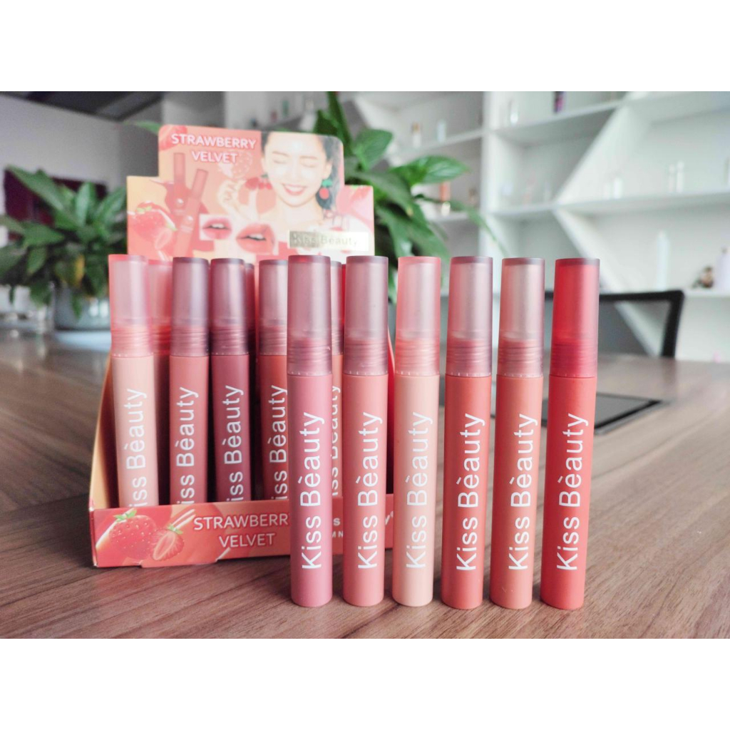 Jual ( PER BOX ) LIPCRAM KISS BEAUTY STRAWBERRY VELVET /Lipstick Peiyen ...