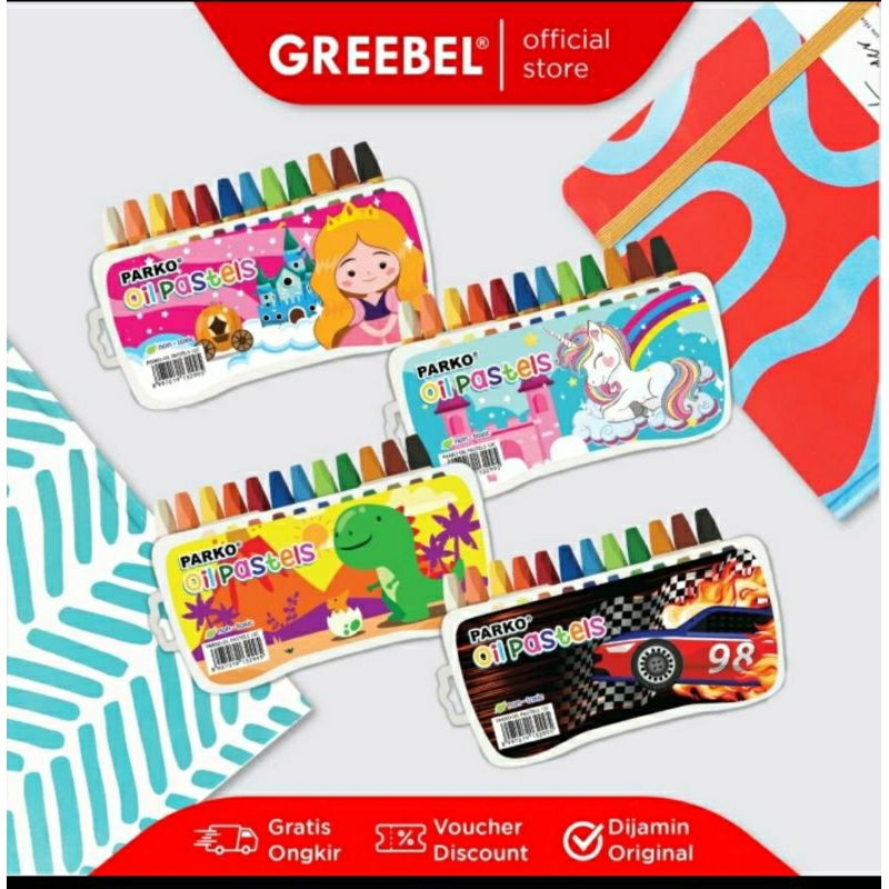 Jual GREEBEL krayon Crayon kids oil pastel Parko anak mewarnai 12pcs ...