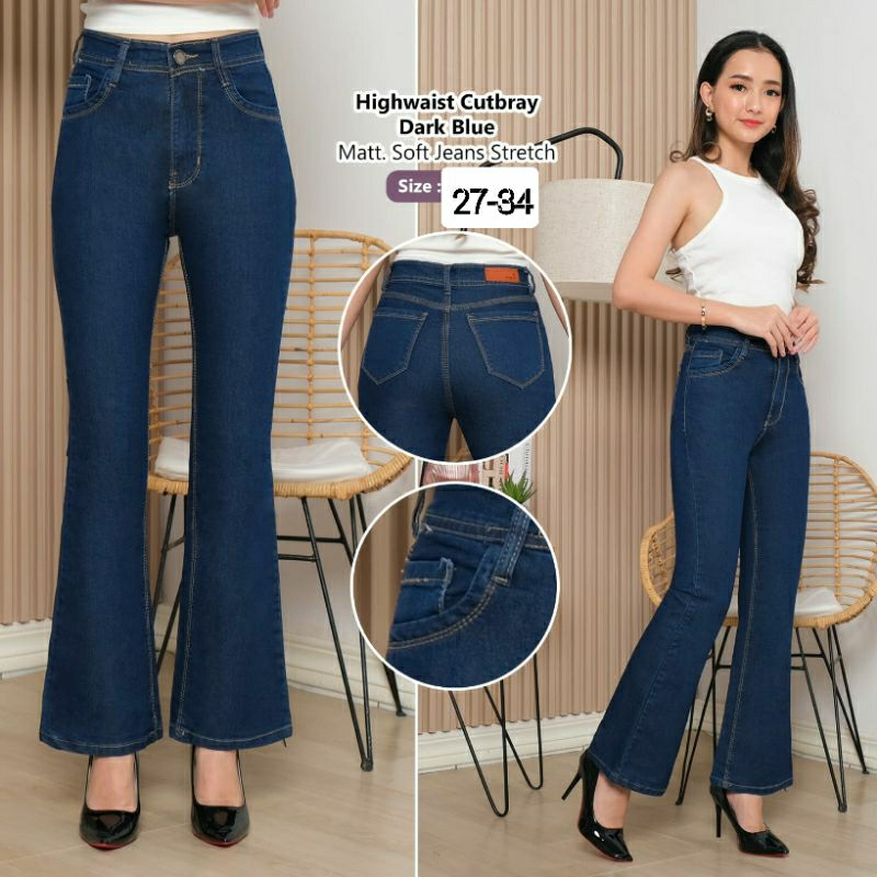 Jual Cutbray jeans wanita highwast jeans Stretch//Cutbray jeans wanita jumbo | Shopee Indonesia