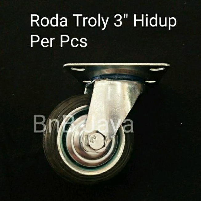 Jual [Per PCS] Roda Troly Gerobak HITAM 3" Hidup - per pc | Shopee ...