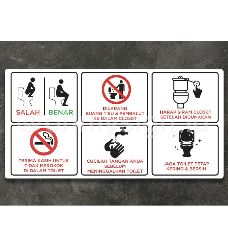 Jual Sign Tata cara penggunaan Toilet ukuran 15cm x30cm | Shopee Indonesia