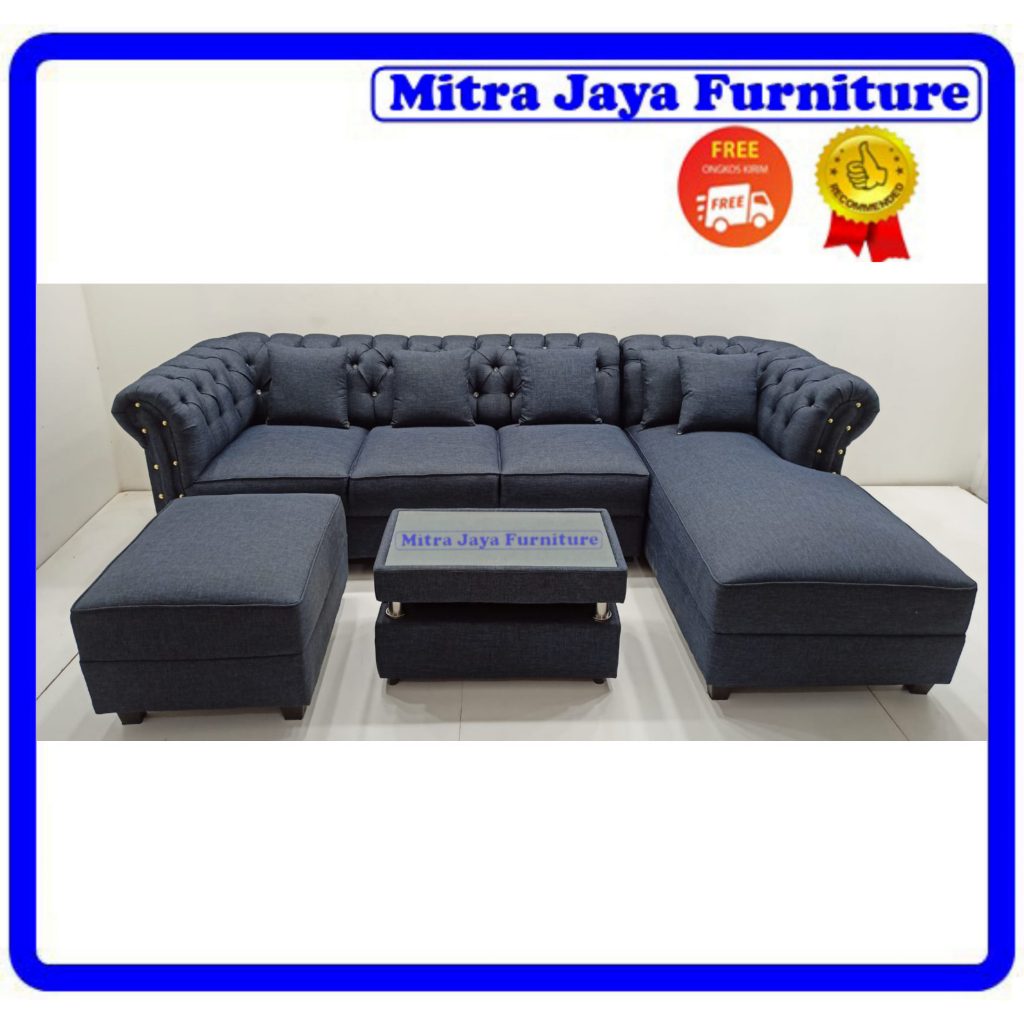 Jual SOFA MINIMALIS L FULL SET/ SOFA KANCING/SOFA L SANTAI/ SOFA NAVY ...