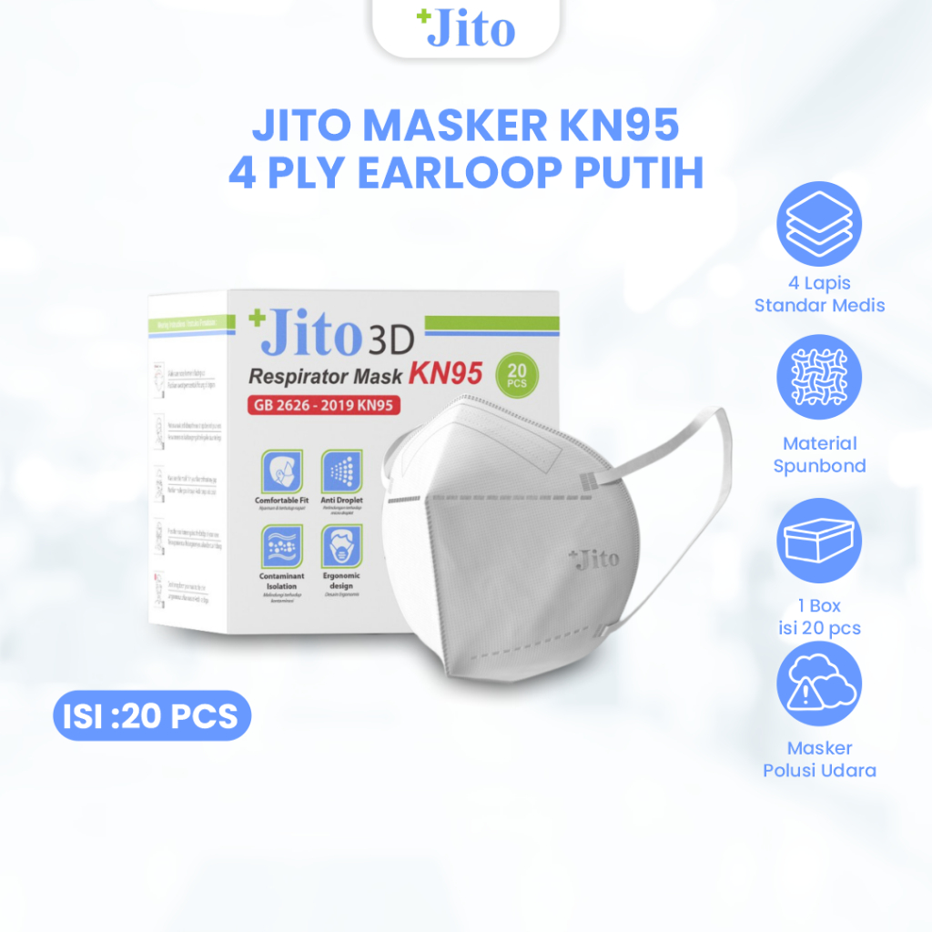 Jual JITO Masker KN95 4 Ply Earloop Putih - Box isi 20 pcs | Shopee ...
