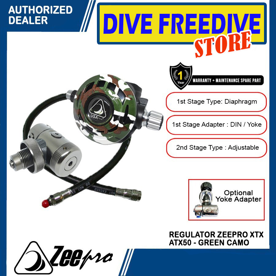 Jual Regulator Set Diving Zeepro XTX ATX50 Diaphragm Green Camo 1st 2nd ...