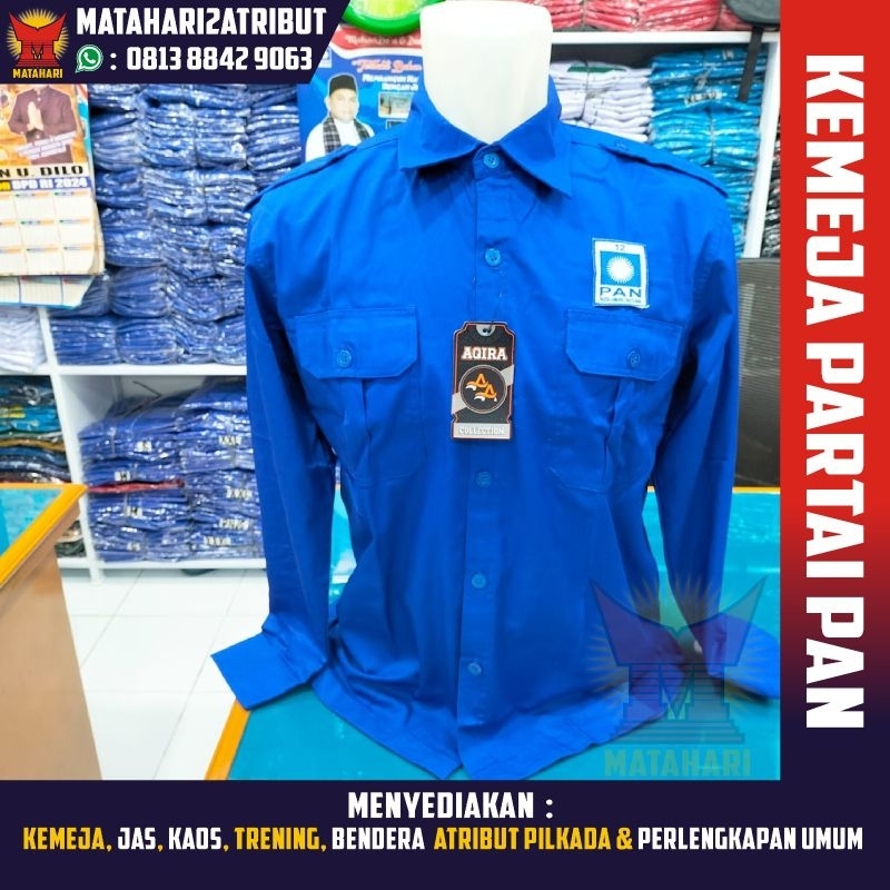 Jual kemeja partai pan lengan panjang free bordir nama dada | Shopee ...