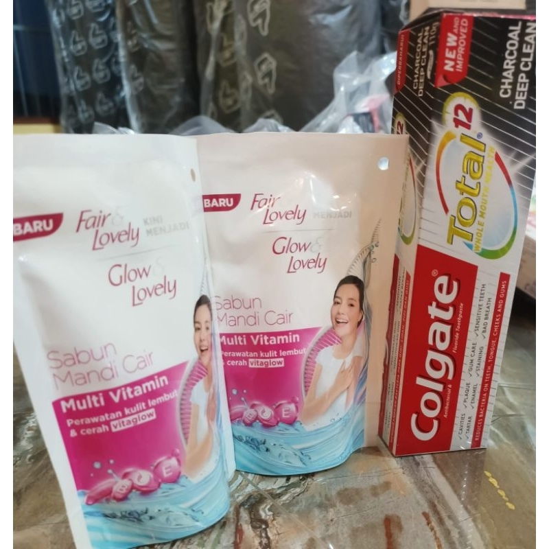 Jual paket sabun cair lovely sabun mandi 2 pcs, colgate pasta gigi ...