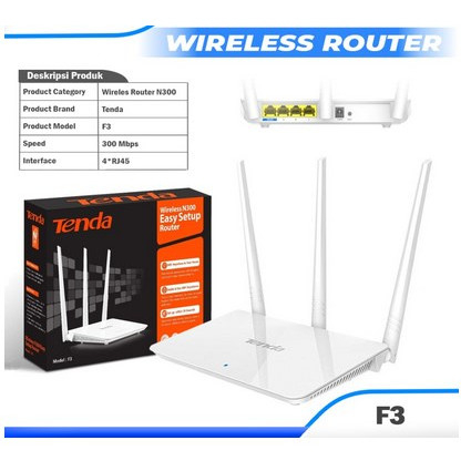 Jual JUAL - TENDA - WIRELLES N300 F3 - Router | Shopee Indonesia