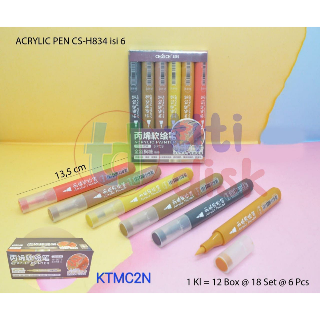 Jual Spidol Acrylic Painter Spidol Kaca 1 Set isi 6 warna dengan warna ...
