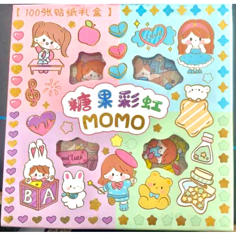 Jual Sticker Stiker Momo Anak Anak Viral Isi 100 Warna Hijau Pink Ungu ...