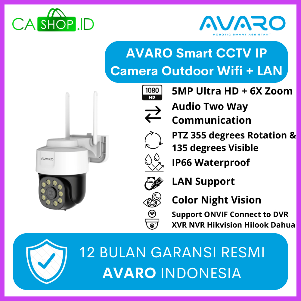 Jual Avaro Smart CCTV WIFI IP Camera Audio Apps LAN ONVIF DVR NVR Hikvision New Original Garansi ...