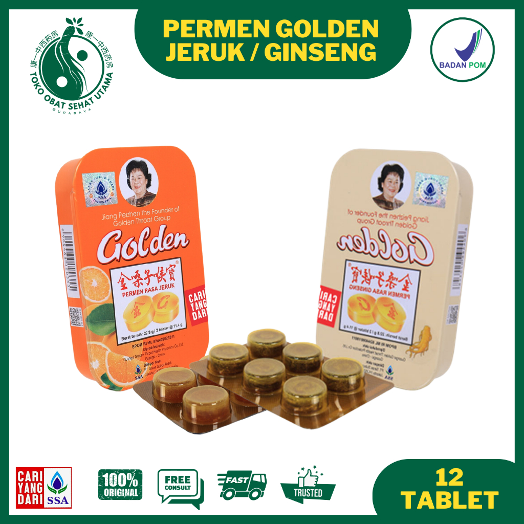 Jual [TERMURAH] PERMEN GOLDEN THROAT LOZENGES RASA JERUK, GINSENG ...