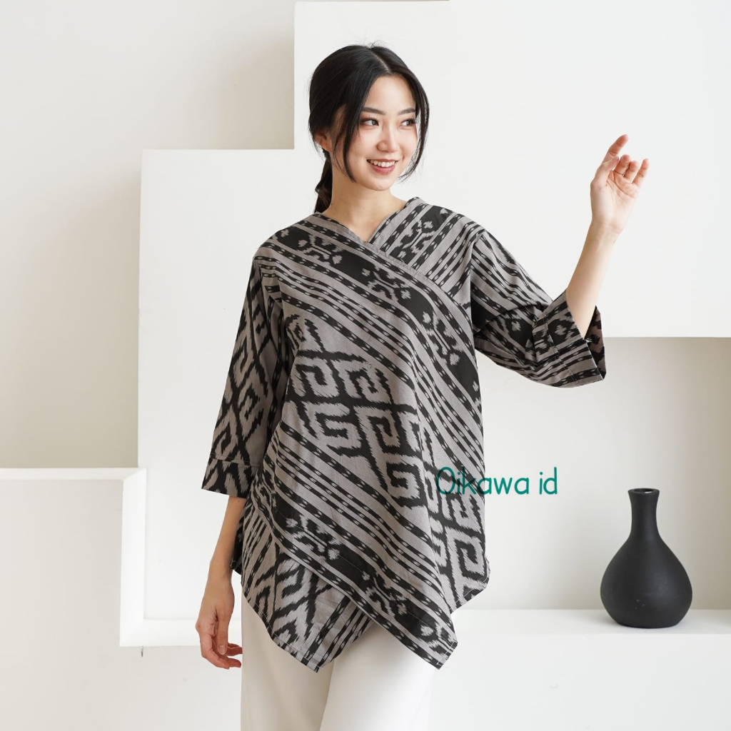 Jual Blouse Motif Songket | Blus Batik Tenun Etnik Modern | Shopee ...