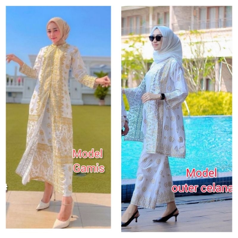 Jual setelan songket putih gold | Shopee Indonesia